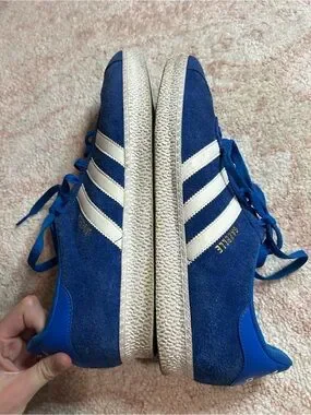 adidas | Shoes | Adidas Blue Suede Mens Sneakers With White Stripes ...